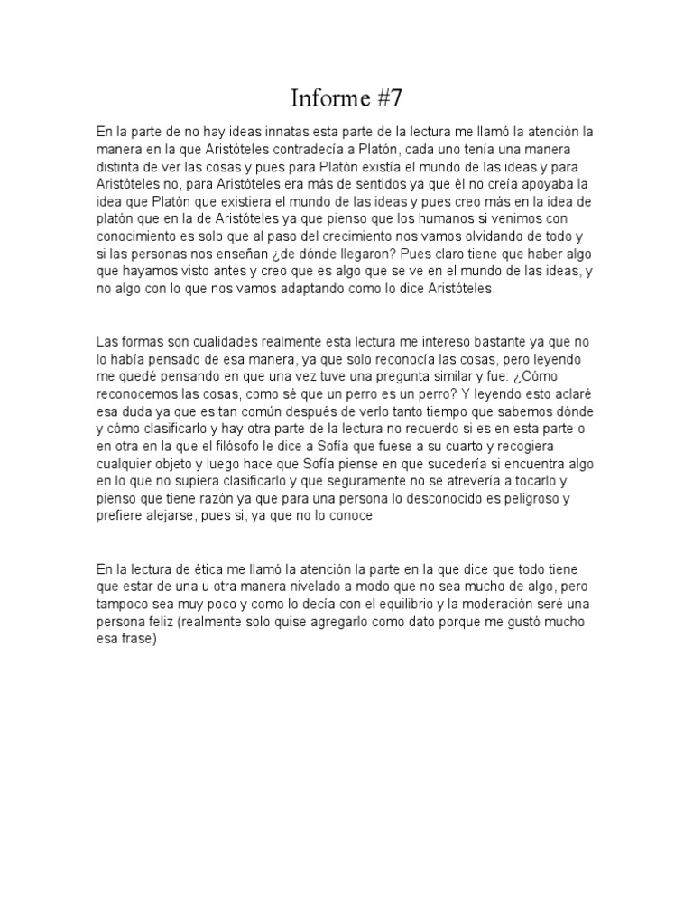 Informe #7 Mundo de Sofía | PDF