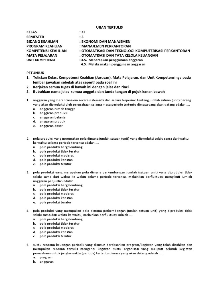 Ujian Tertulis 3.5 Tanpa Kunci Jawaban | PDF