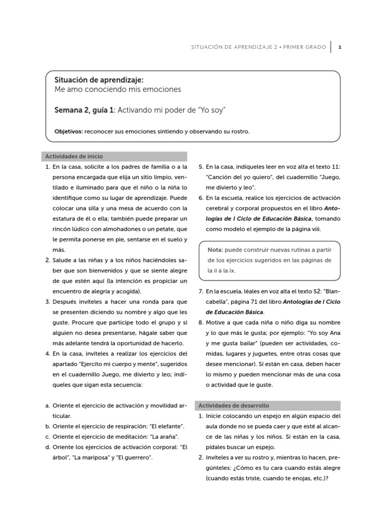 S02 Situacion de Aprendizaje 1° GRADO | PDF | Las emociones | Sicología