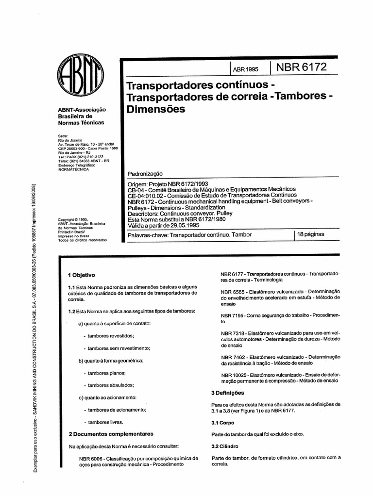 ABNT NBR 6172 - Tambores | PDF