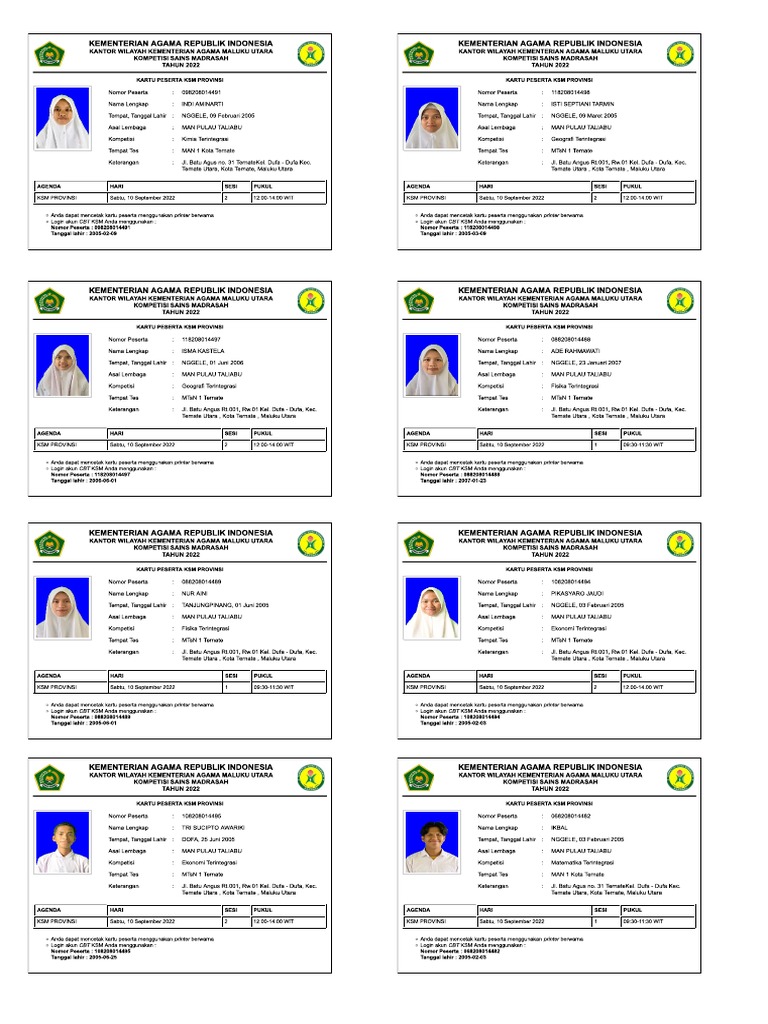 Kartu KSM Provinsi | PDF