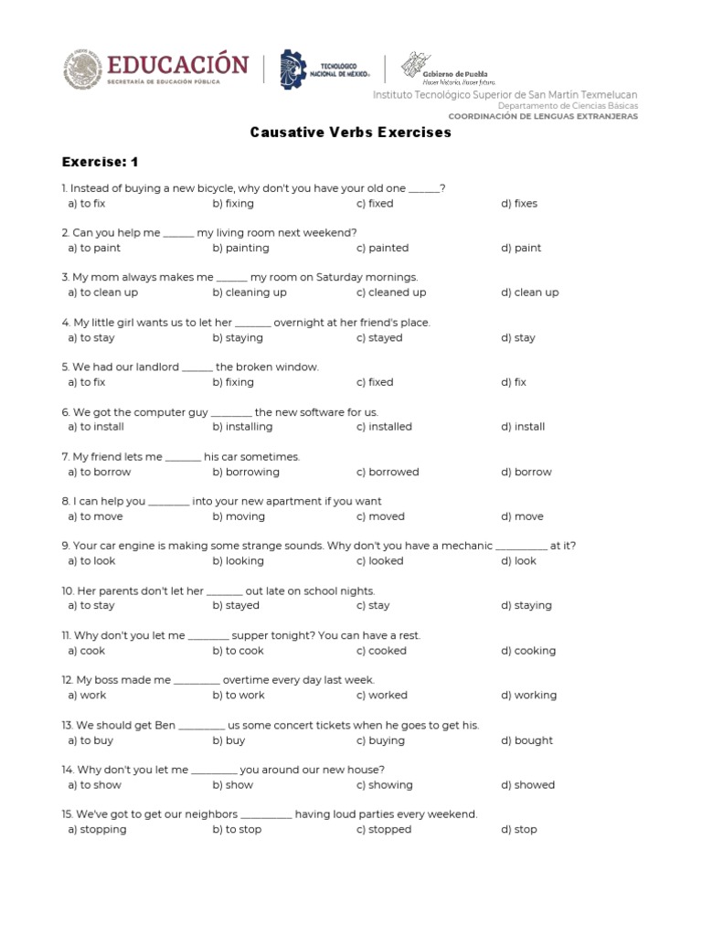 Causative Verbs (Exercises) | PDF