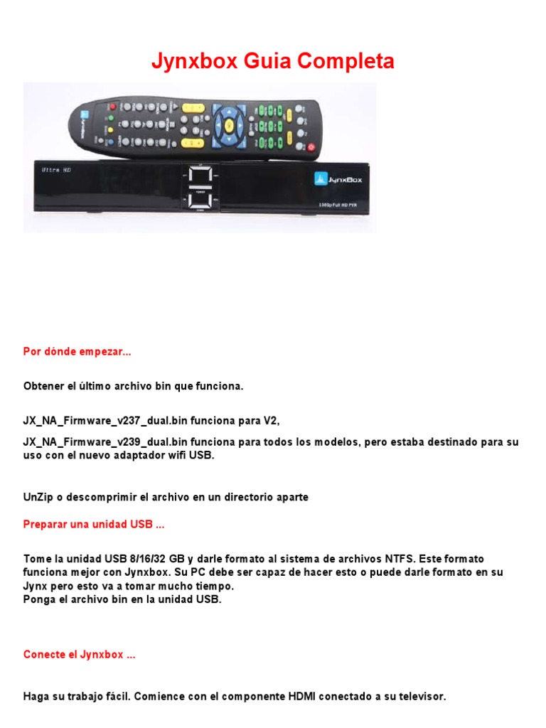 Jynxbox Guia Completa | PDF | Hdmi | Enrutador (Computación)