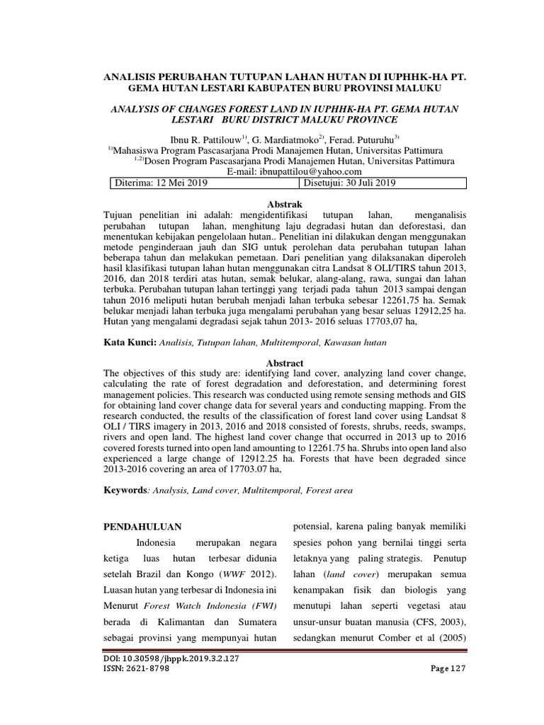 Pattilouw - 2019 - Analisa Tuplah Hutan Kab Buru | PDF