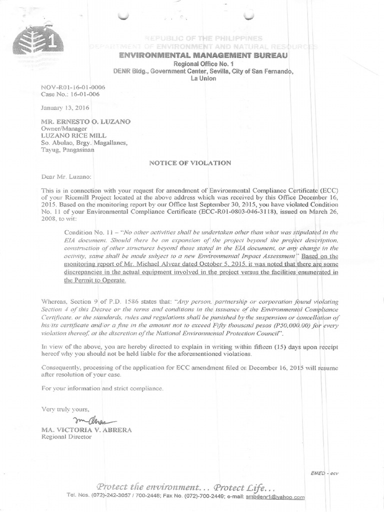 Ecc r1 0803 046 3118 Notice of Violation | PDF