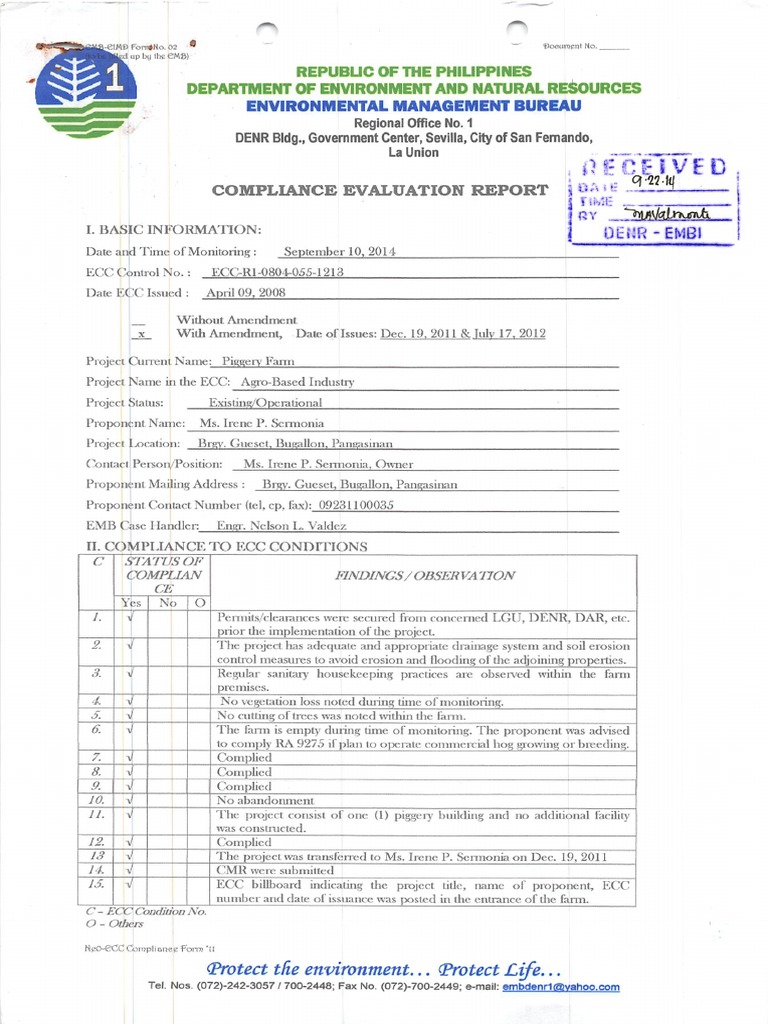 Ecc r1 0804 055 1213 Compliance Evaluation Report | PDF