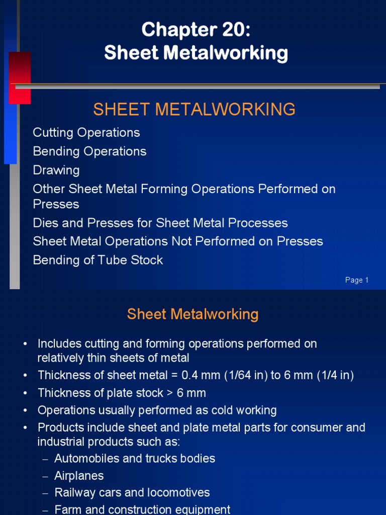 Chapter 20-Sheet Metalworking | PDF | Sheet Metal | Materials