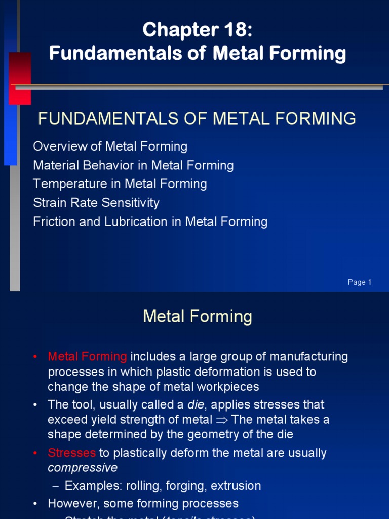 Fundamentals of Metal Forming Processes | PDF | Deformation ...