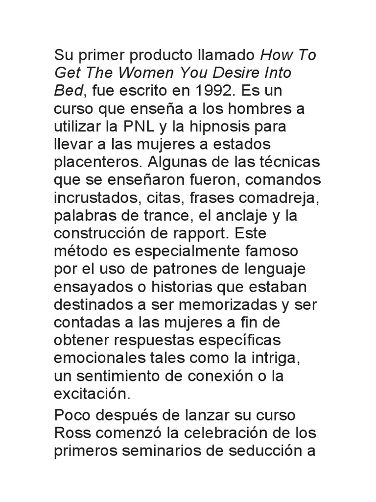 Speed Seduction: Técnicas de Ross Jeffries | PDF | Ciencias sociales ...