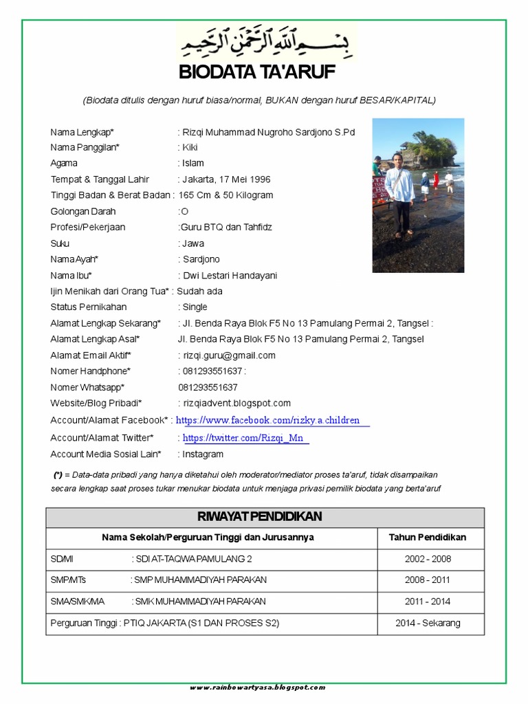 Format Biodata Taaruf | PDF