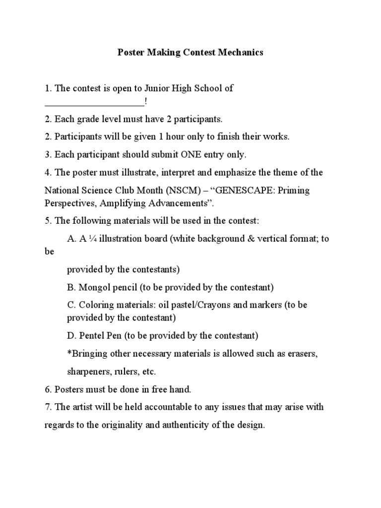 Poster Making Contest Criteria and Mechanics | PDF
