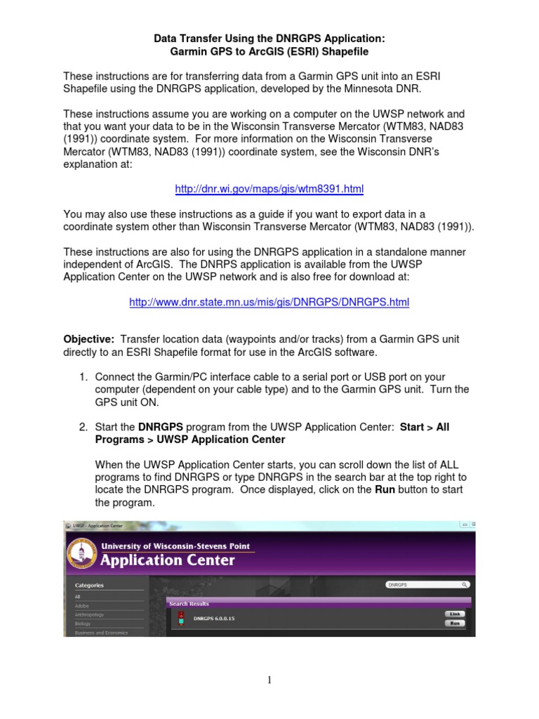 DNRGPS Instructions | PDF | Esri | Arc Gis