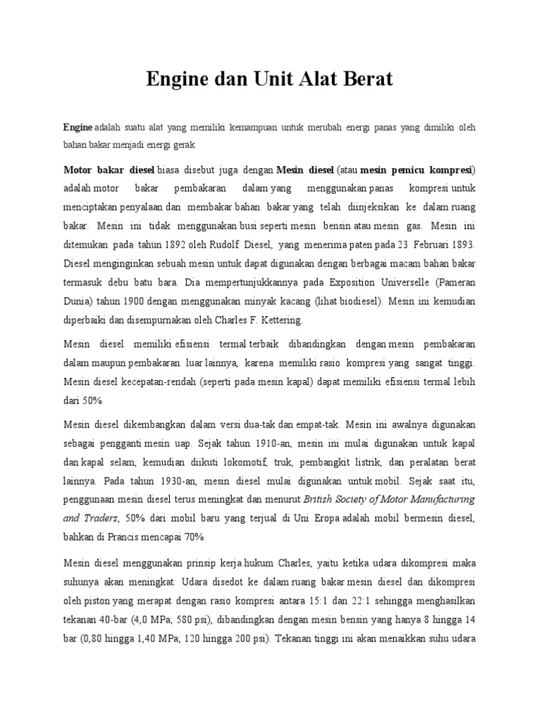 Engine Dan Unit Alat Berat | PDF