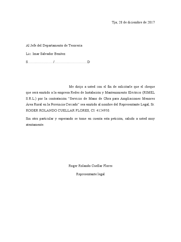 Carta Tesoreria | PDF