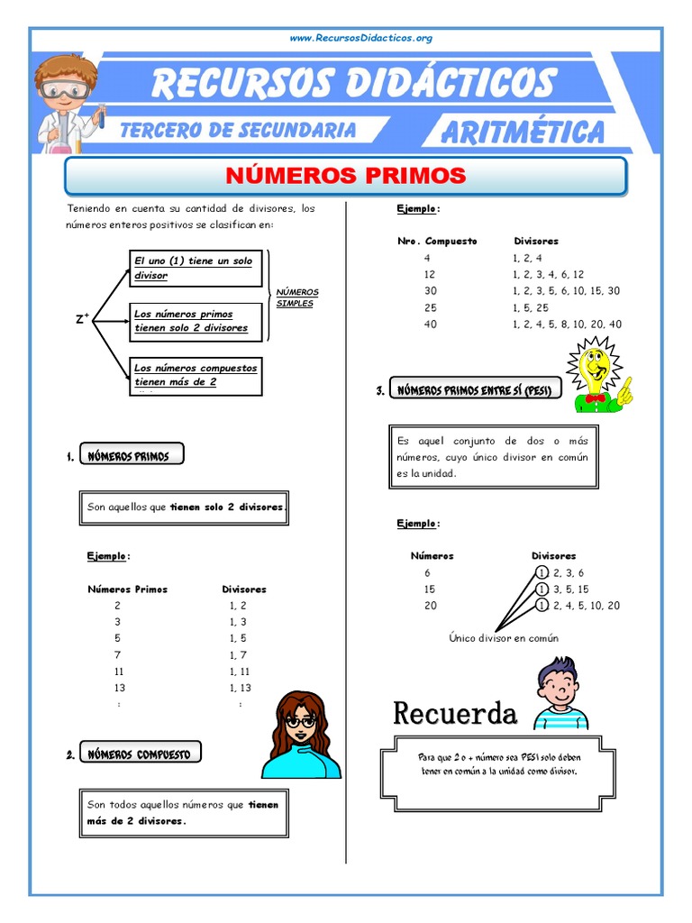 Guía Completa de Números Primos | PDF | Número primo | Números
