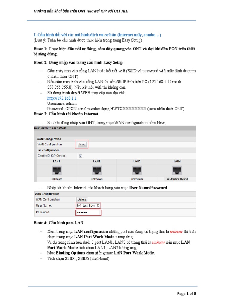 Cau Hinh TB Huawei Tren Ha Tang GPON | PDF