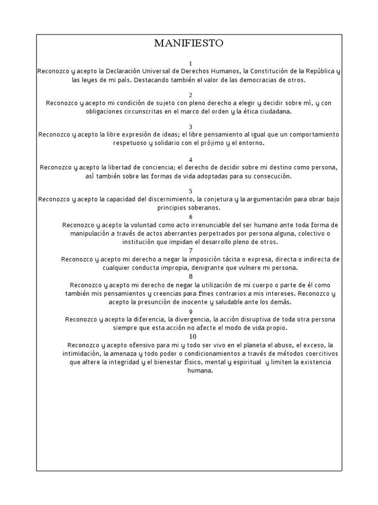 MANIFIESTO | PDF | Pensamiento | Libertad