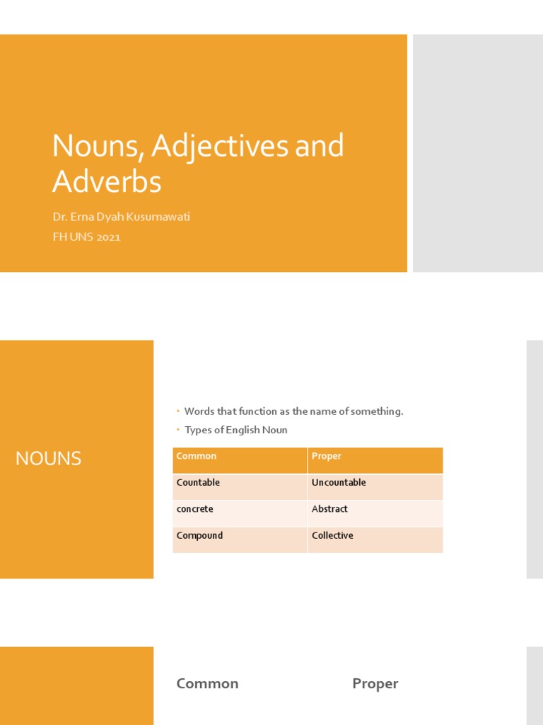 Noun, Adjective and Adverbs | PDF | Grammatical Number | Verb