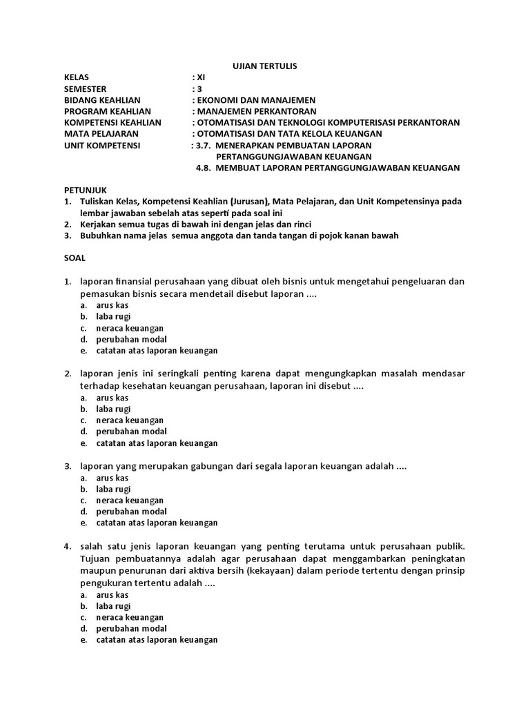 UJIAN TERTULIS 3.7 Tanpa Kunci Jawaban | PDF