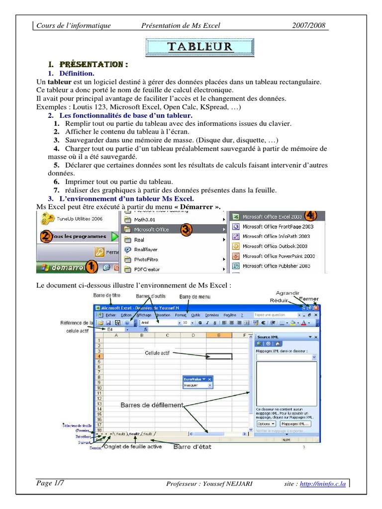Cours Excel | Télécharger gratuitement PDF | Microsoft Excel | Feuille de calcul