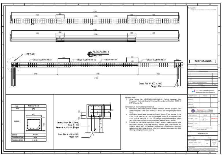 PS0121-DWG-A-011 Sheet 4 Tulangan Pile Cap R.1 | PDF