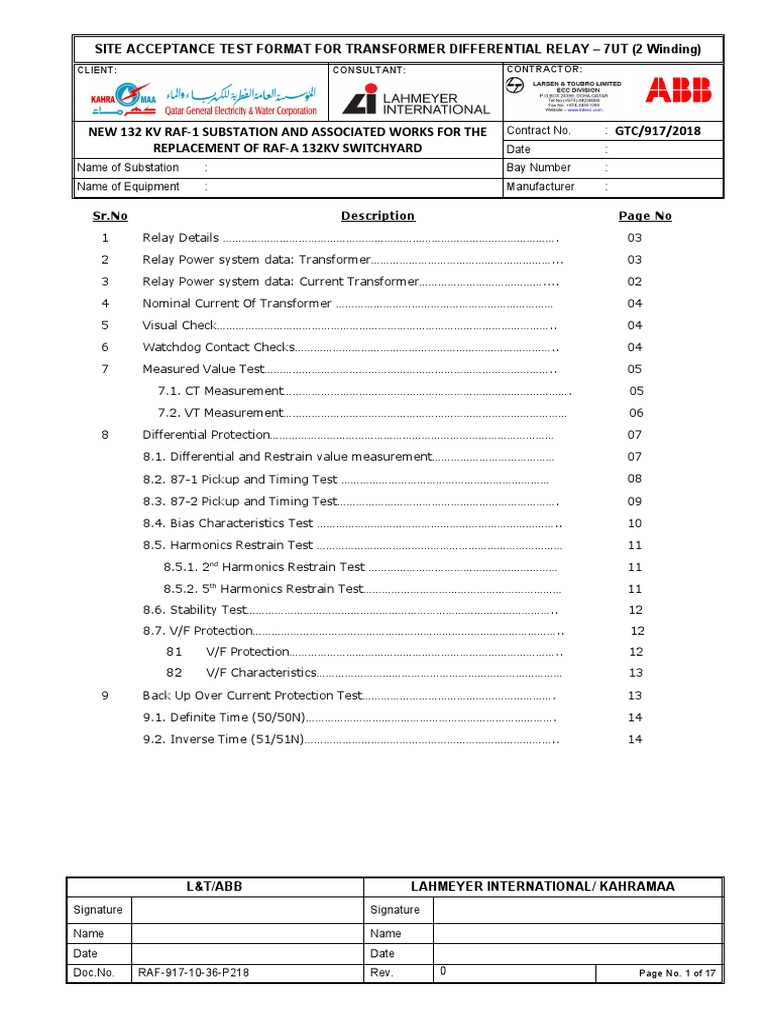 RAF-917-10-36-P218 - 7UT613 SAT FORMAT - Annexure 2 | PDF | Electrical ...