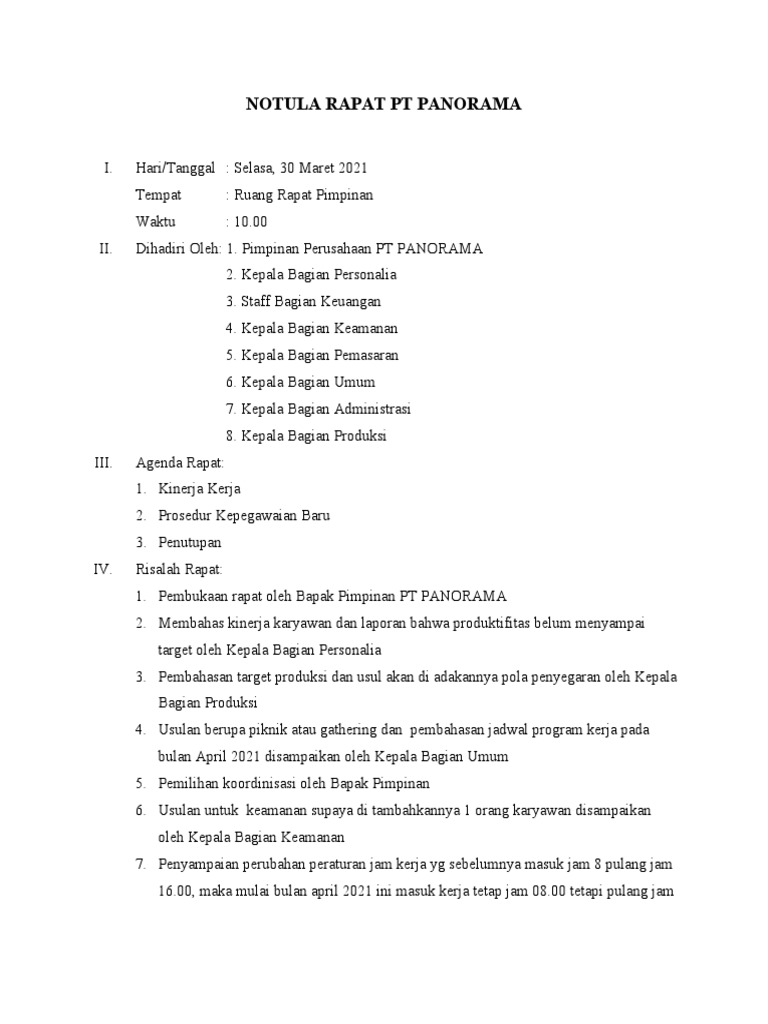 Notula Rapat 2 | PDF