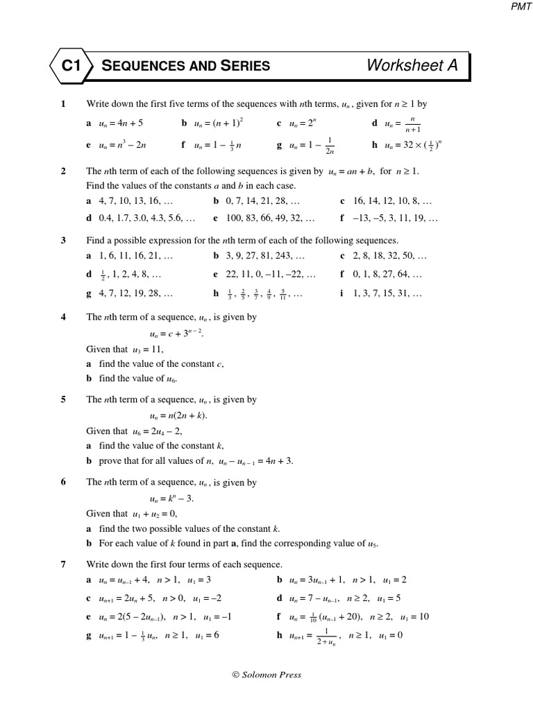 C1 Sequences and Series - Questions | Download Free PDF | Summation ...