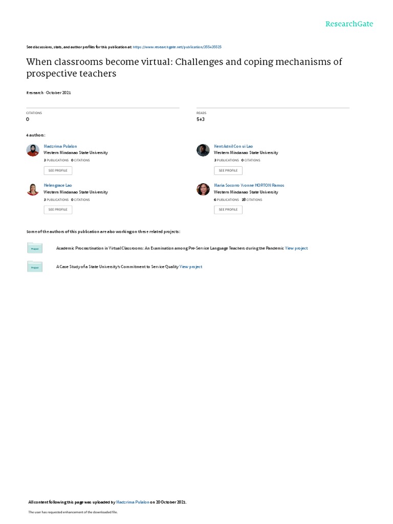 Virtual Classroom Challenges and Coping Mechanisms | PDF | Educational ...