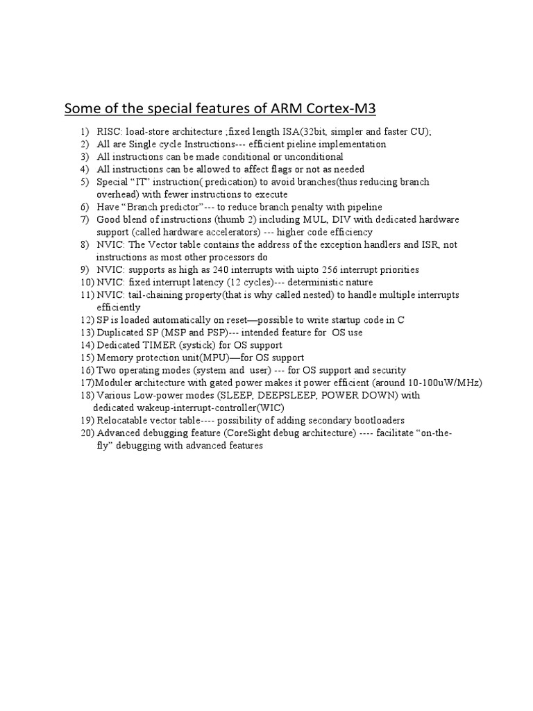 Special Features of Cortex-M3 | PDF