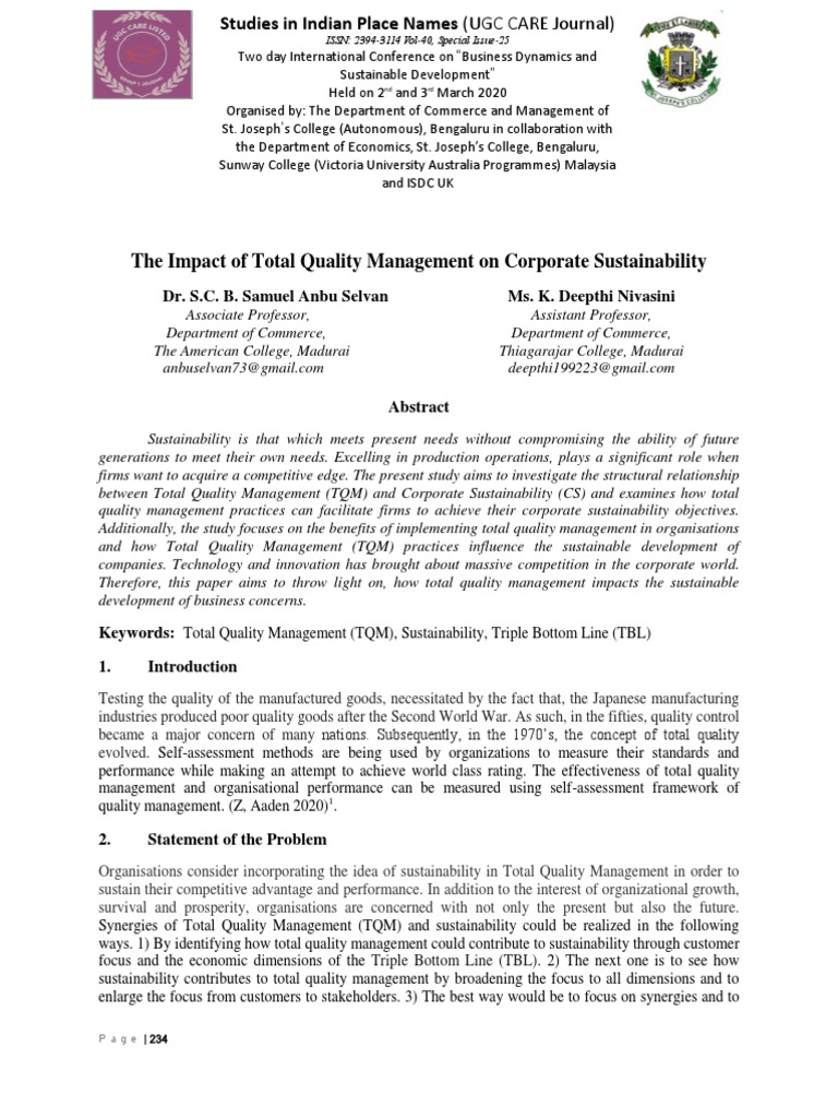 Total Quality Management | PDF | Quality Management | Sustainability