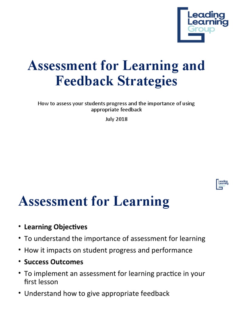 Assessment For Learning | PDF | Educational Assessment | Learning