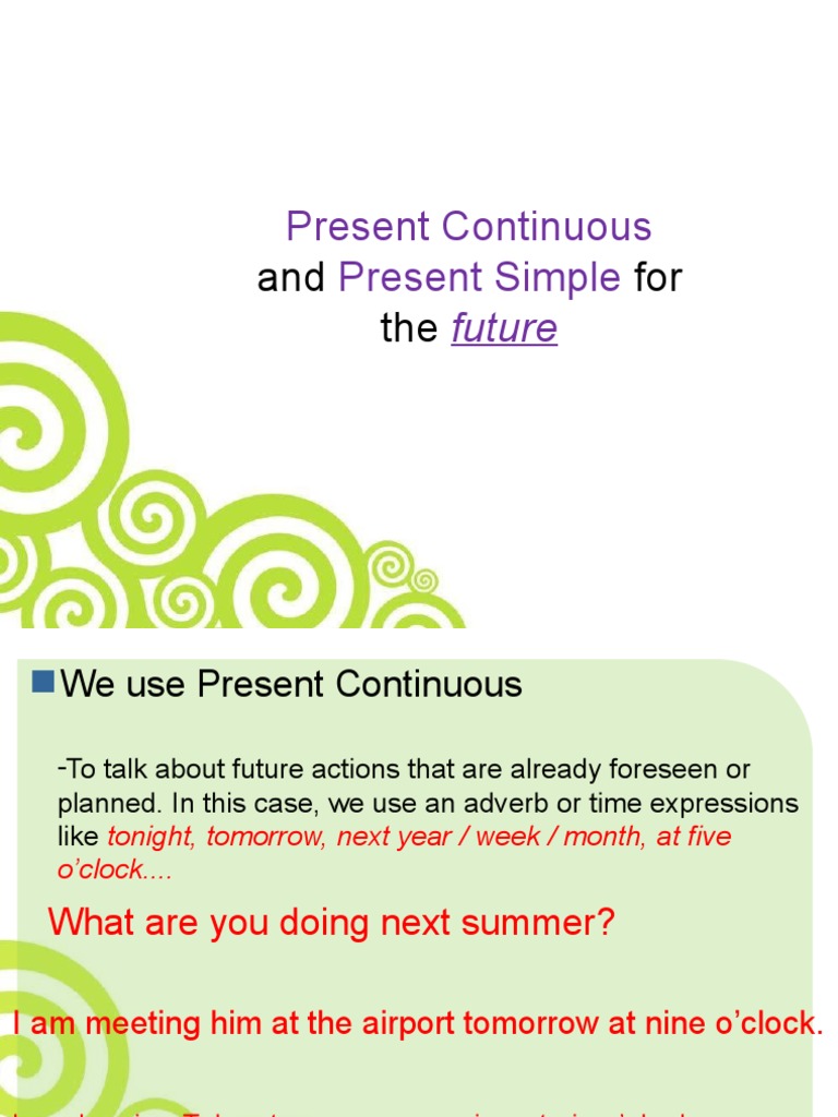 Present Simple and Continuous Future Meaning | PDF | Language Families ...
