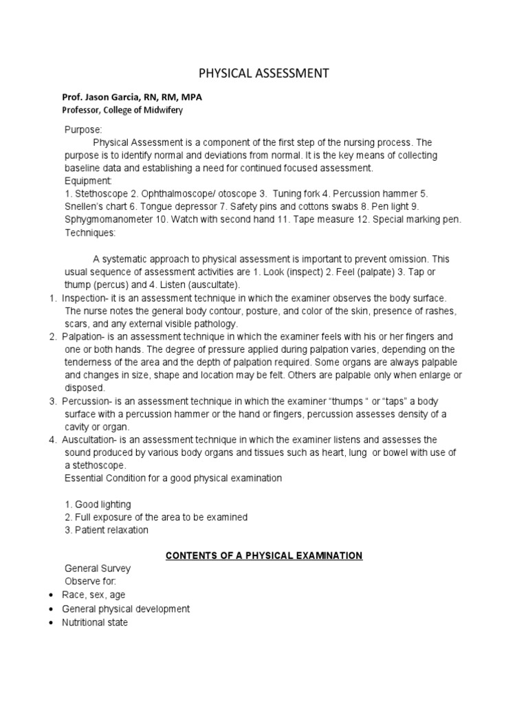 Physical Assessment | PDF | Lung | Thorax