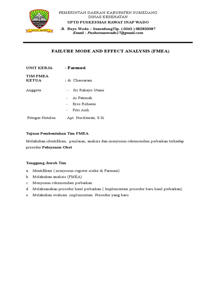 FMEA Farmasi FIX 2019 | PDF