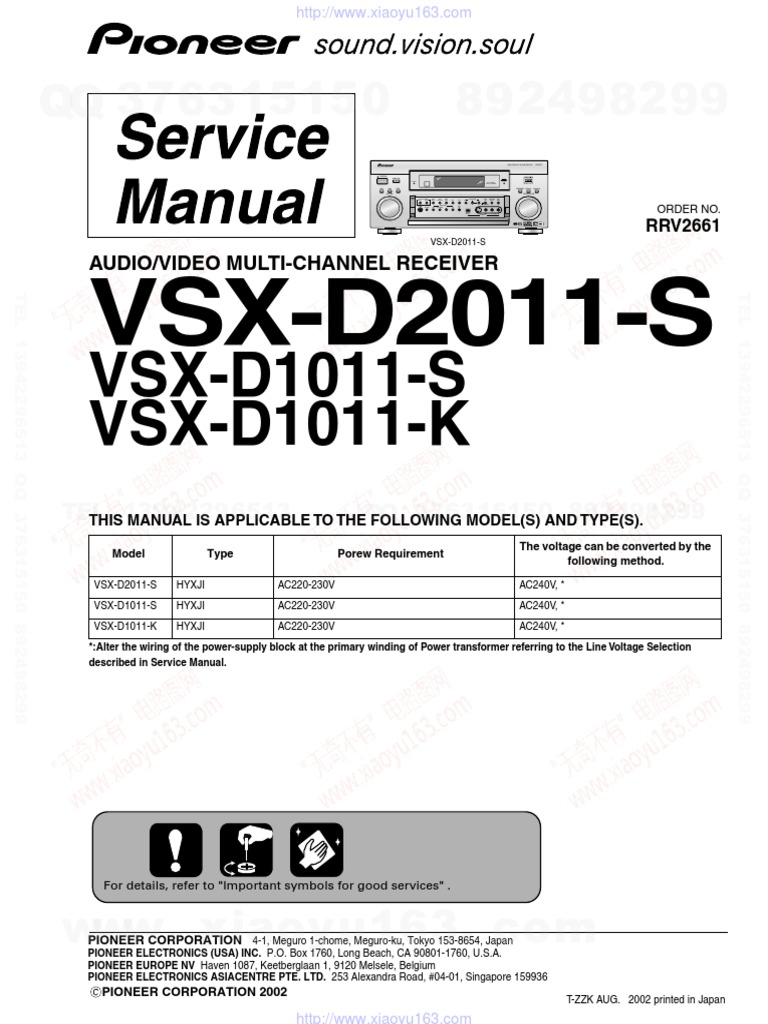 Pioneer VSX-D2011-S Receiver Manual | PDF | Videocassette Recorder ...
