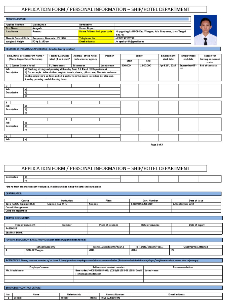 CV Application Form - Anugrah Pratama | PDF