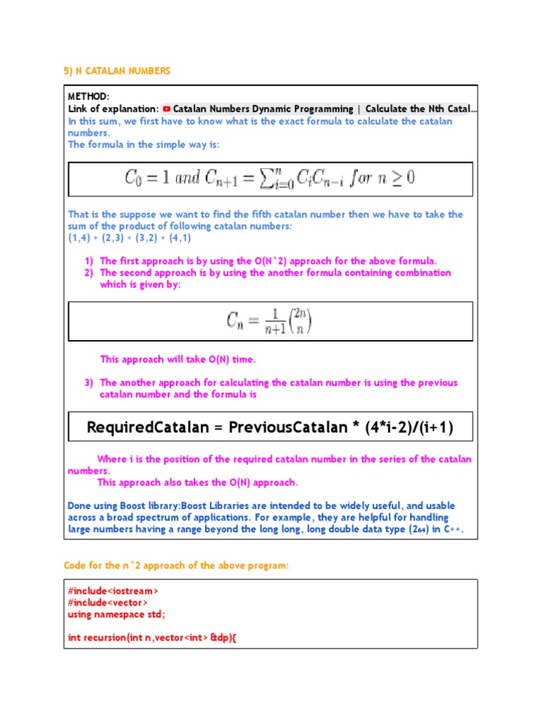 5) N Catalan Numbers | PDF | Dynamic Programming | Programming Paradigms