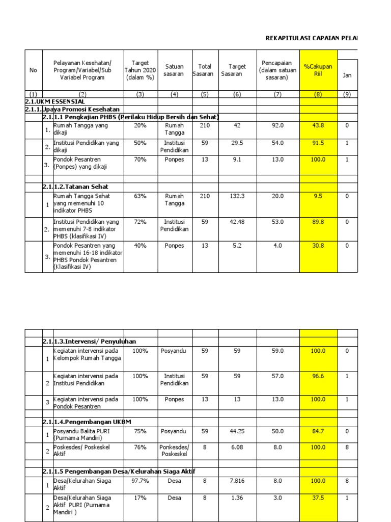 Capaian UKM Esensial Puskesmas 2020 | PDF