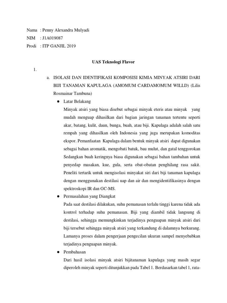 UAS Tek Flavor - Penny Alexandra Mulyadi - J1A019087 | PDF