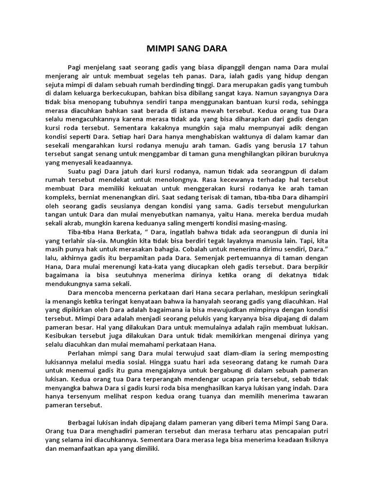 Cerpen Mimpi Sang Dara Dan Pengalaman | PDF