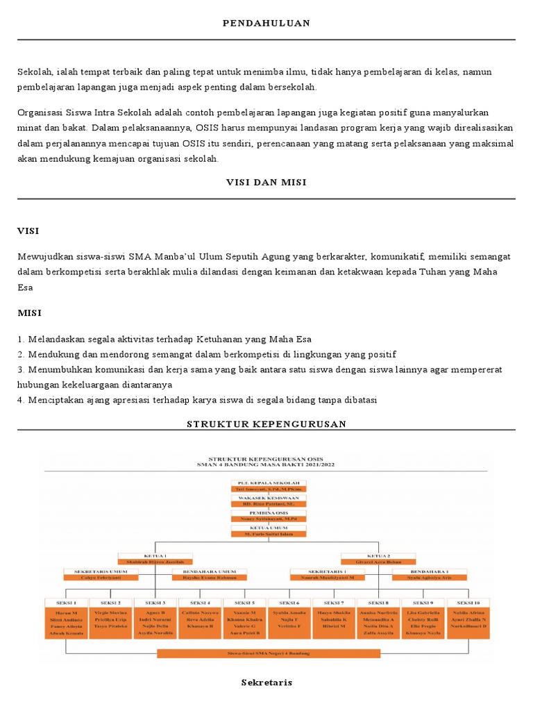 Program Kerja Osis 2022 2023 | PDF