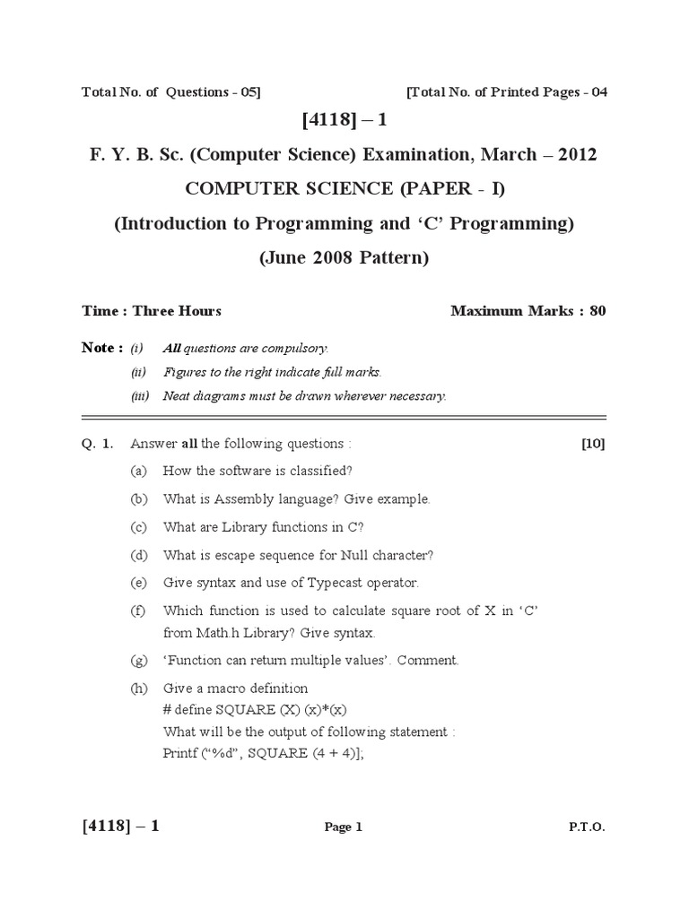 FYBSC - Computer Science | PDF | Computer Program | Programming