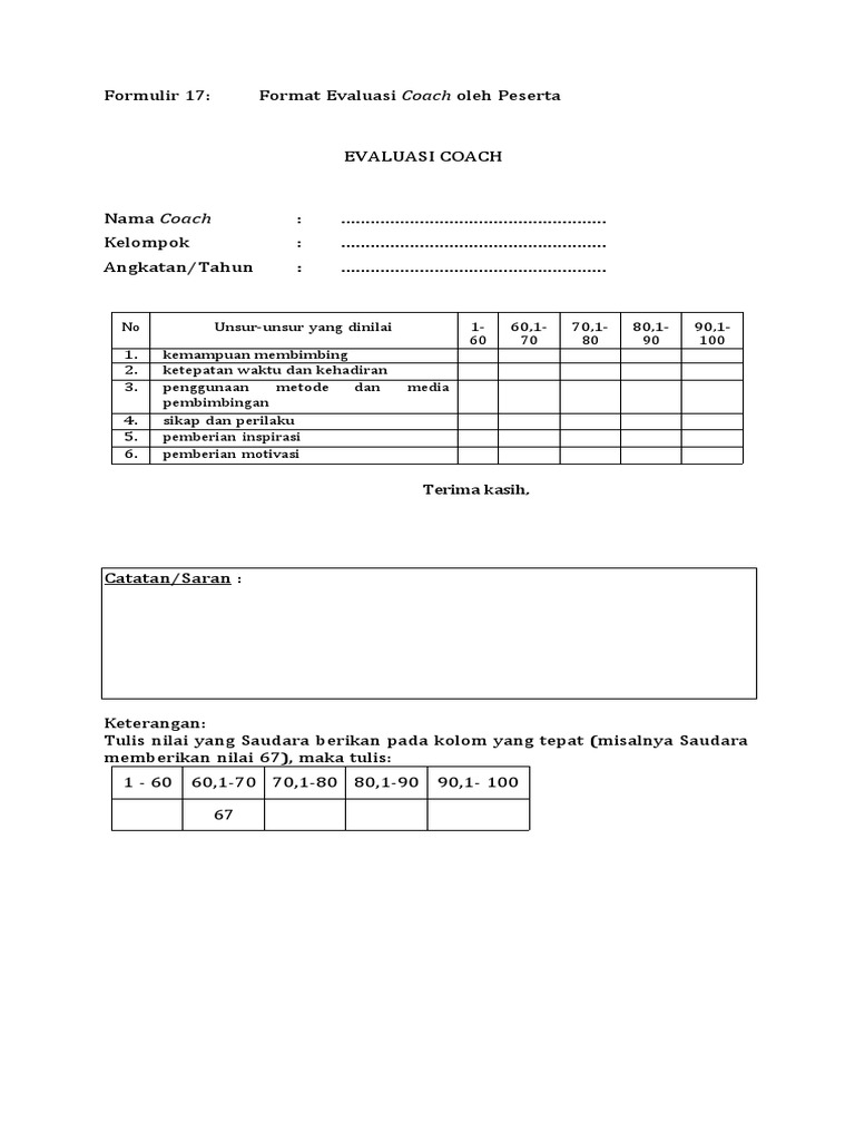 Form Evaluasi | PDF