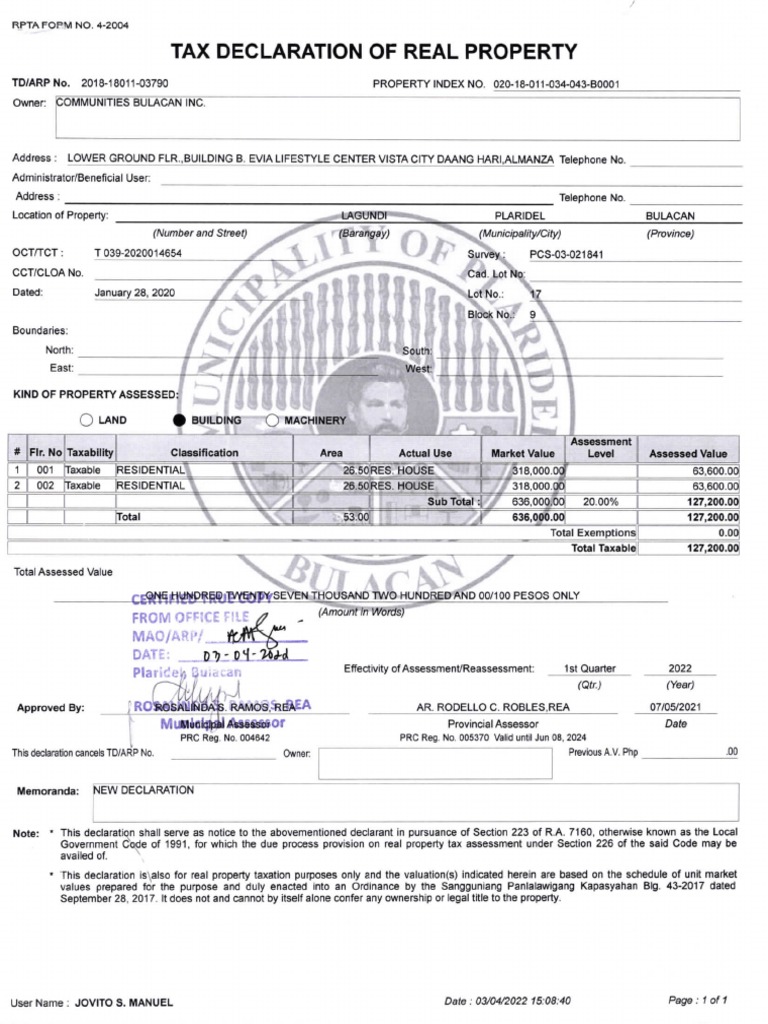 Tax Dec Sample | PDF