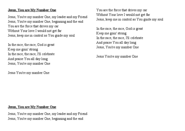 Jesus, You Are My Number One | PDF | Religion & Spirituality | Lifestyle