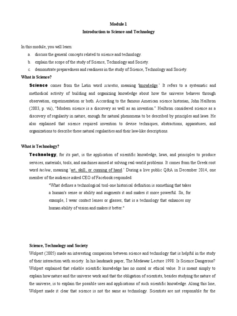 Module 1 STS | Download Free PDF | Science | Sociology