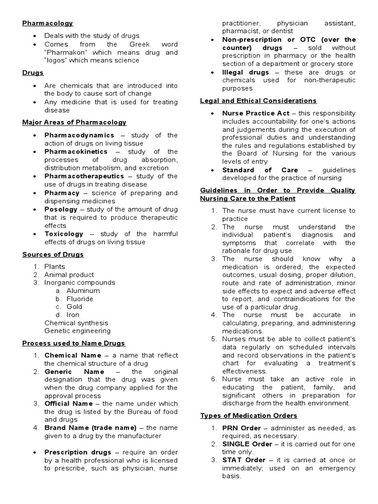 NCM 106 Pharmacology Lec 1 and 2 | PDF | Pharmacology | Pharmacy