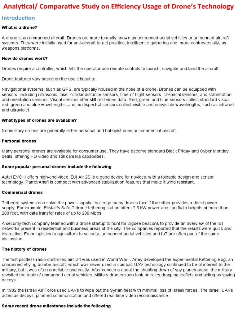 Study On Drone's Technology | PDF | Unmanned Aerial Vehicle | Aerial ...