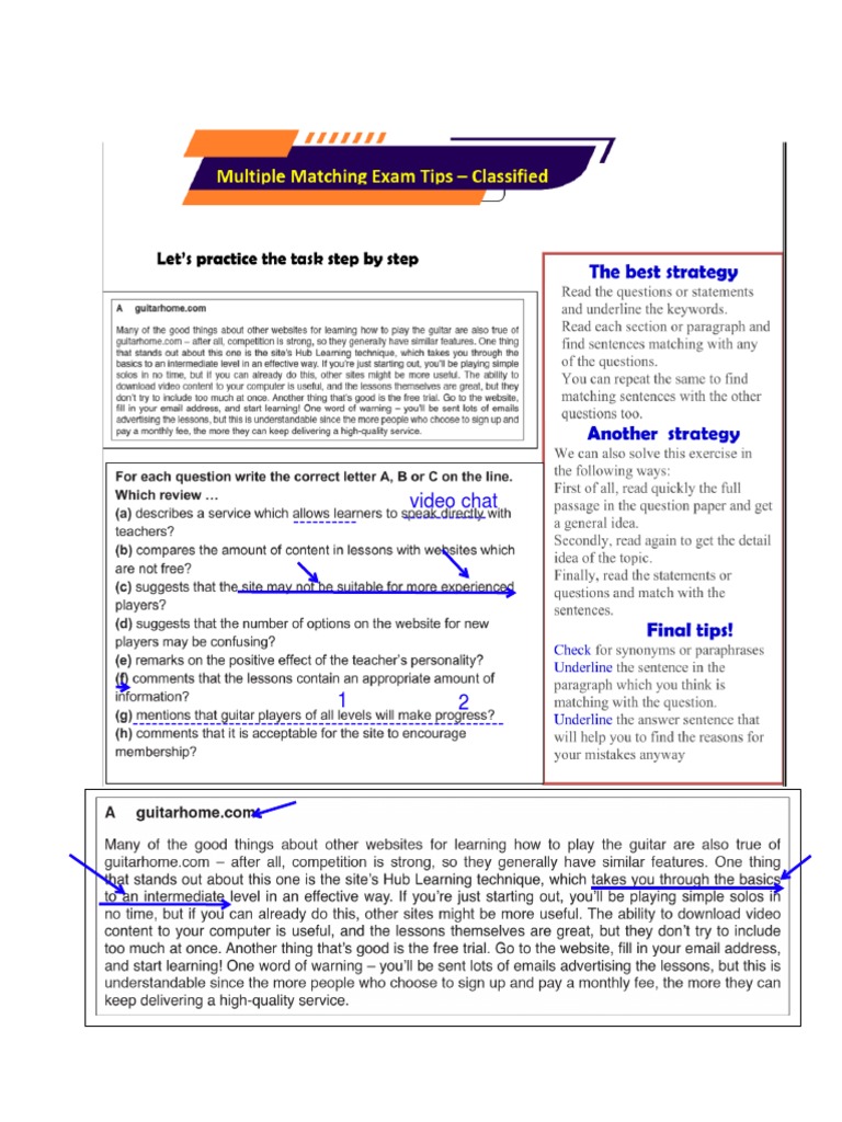 IGCSE Multiple Matching Exercises Guide | PDF | Communication | Learning